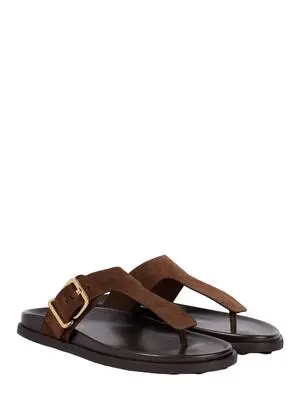 TOD'S Suede Thong Sandals - Brown