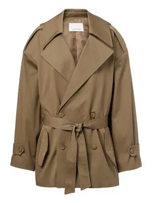 THE FRANKIE SHOP Zurich Oversized Cropped Trench Coat - Green