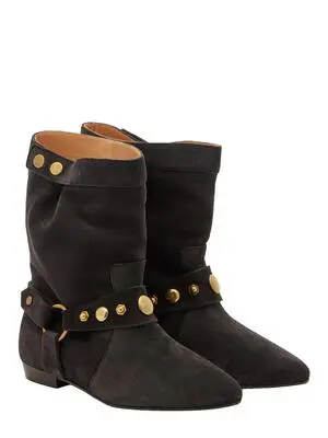 Isabel Marant Stania Suede Ankle Boots - Black