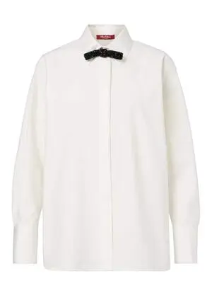 Max Mara Roll Cotton And Silk Poplin Shirt - White