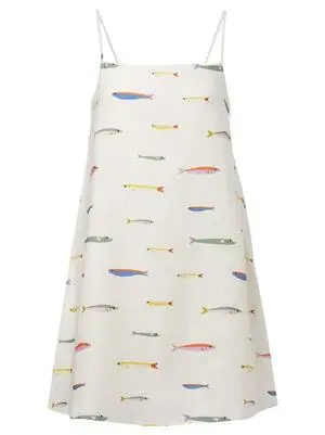 Staud Laura Printed Cotton Minidress White