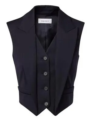Alexander McQueen Cropped Wool Vest - Blue