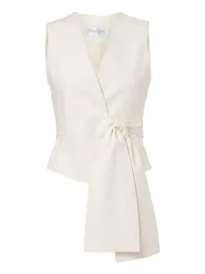 Max Mara Zampa Bow-detail Cotton-blend Vest - White