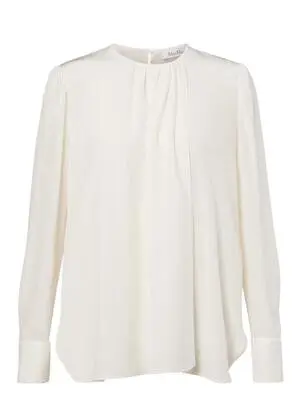 Max Mara Carol Draped Silk Blouse - White