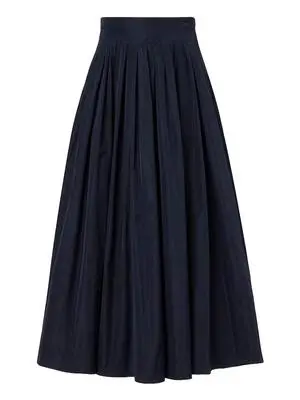 Max Mara Jokey Pleated Taffeta Midi Skirt - Blue