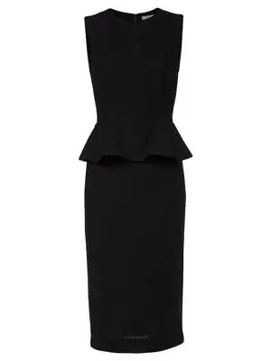 Max Mara Cosmos Peplum Jersey Midi Dress - Black