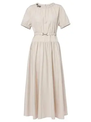 Max Mara Terry Cotton Poplin Midi Dress - Grey