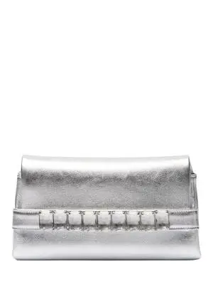 JIMMY CHOO Kya Metallic Leather Clutch - Silver