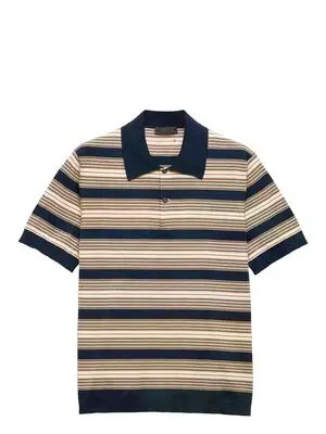 Prada Striped Cotton Polo Shirt - Blue