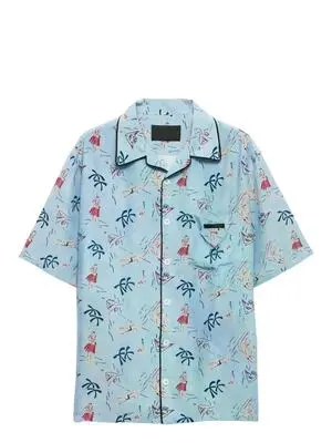 Prada Graphic-print Bowling Shirt - Blue
