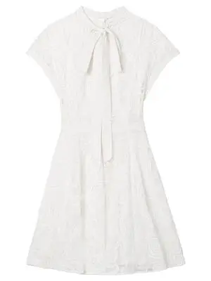Zuhair Murad Tie-detailed Corded Lace Mini Dress - White