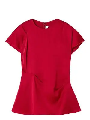 Victoria Beckham Draped Satin Top - Red