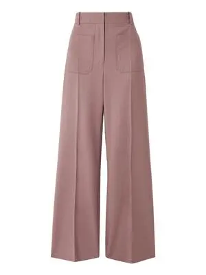 Victoria Beckham Alina Twill Wide-leg Pants - Purple