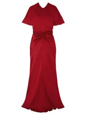 Victoria Beckham Gathe Satin Gown - Red