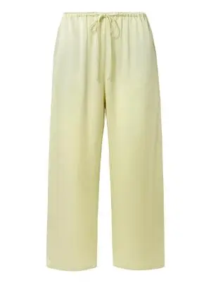 LESET Barb Cropped Satin Wide-Leg Pants