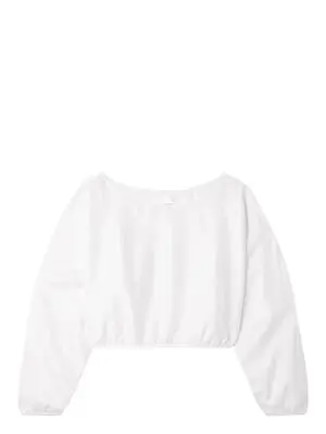 LESET Yoko Cropped Cotton-poplin Top - White