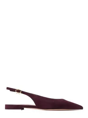 GIANVITO ROSSI Robbie Suede Slingback Flats - Burgundy