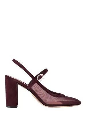 GIANVITO ROSSI 85 Suede-trimmed Mesh Pumps - Burgundy
