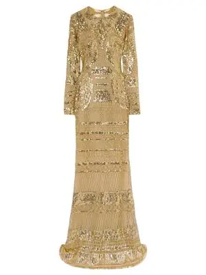 Elie Saab Sequin-embellished Embroidered Tulle Gown - Gold