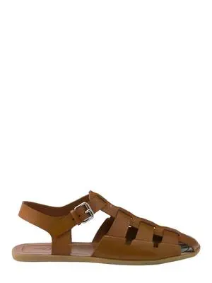 Prada Leather Sandals - Brown