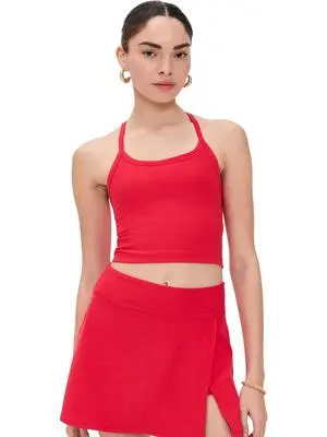 Beyond Yoga Spacedye Slim Racerback Cropped Tank - Candy Apple Red Heather