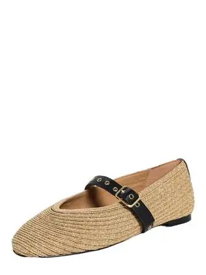 Madewell Hera Raffia Mary Jane Flats - Natural Multi