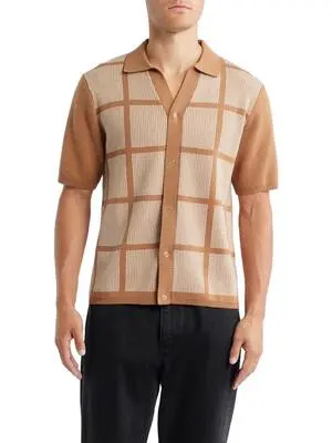 PERCIVAL Costa Geo Pattern Short Sleeve Cardigan - Tobacco
