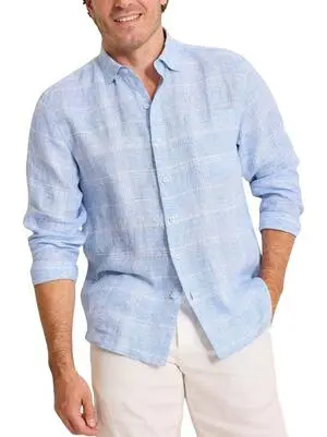 Tommy Bahama Paradiso Plaid Linen Button-up Shirt - Light Sky