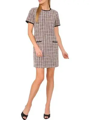 CECE DUPRAZ Tweed Shift Mini Dress - Rich Black