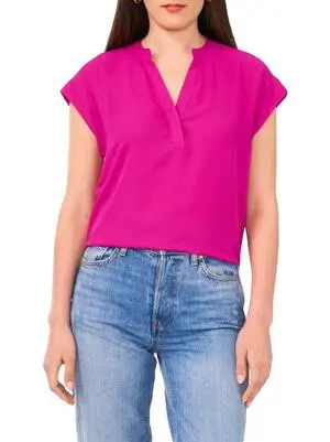 Vince Camuto Split Neck Cap Sleeve Top - Allure