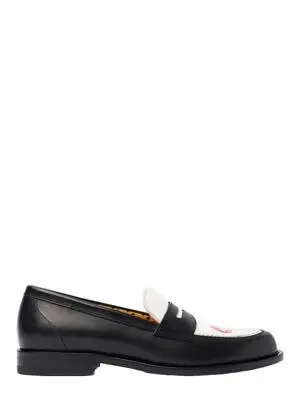 SCAROSSO Trumpet For Her Penny Loafers - Mouth Black - Calf