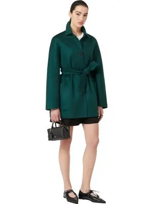 Max Mara Pure Cashmere Zibeline Coat - Dark Green