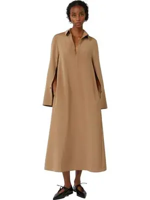 Max Mara Long Silk Crêpe De Chine Caftan Dress - Hazelnut Brown