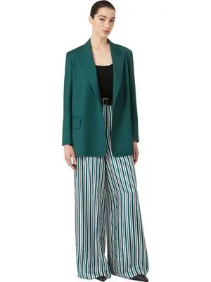 Max Mara Printed Wide-leg Silk Trousers - Dark Green