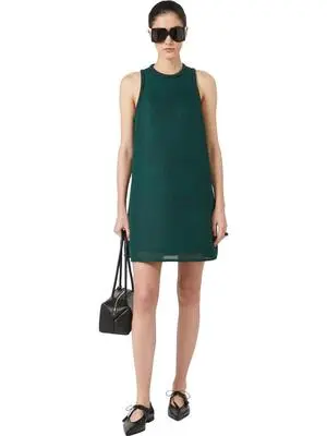 Max Mara Flared Technical Mesh Mini Dress - Dark Green