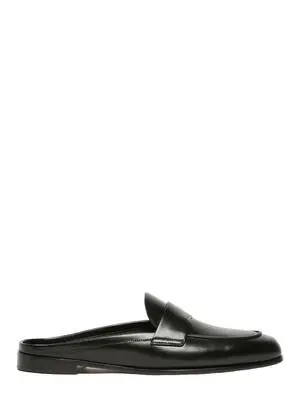 Max Mara Smooth Leather Mule Loafers - Black