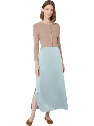 Max Mara Satin Calf-Length Skirt Jade