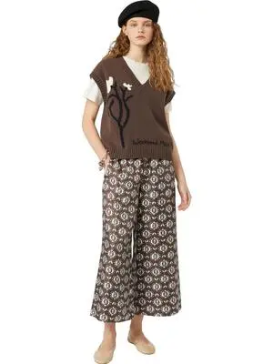 Max Mara Wide-fit Printed Silk Trousers - Brown