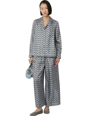 Max Mara Wide-fit Printed Silk Trousers - Light Blue