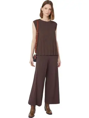 Max Mara Viscose Yarn Plissé-pleated Trousers - Chocolate