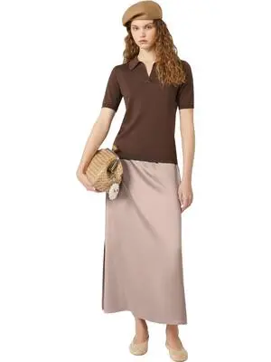 Max Mara Silk And Cotton Polo T-shirt - Chocolate