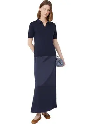 Max Mara Silk And Cotton Polo T-shirt - Navy