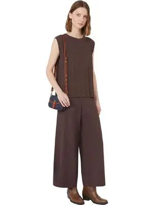 Max Mara Plissé-pleated Yarn T-shirt - Chocolate