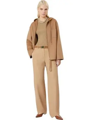 Max Mara Wool, Cashmere, And Silk Hooded Sweatshirt - Camel