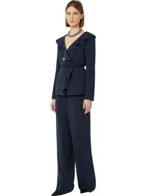 Max Mara Cady Jacket With Ruffle - Midnightblue