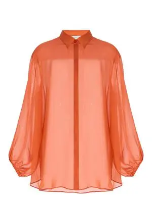 KALLMEYER Ilia Balloon-sleeve Silk Top - Orange