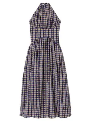 Rosie Assoulin Halter Dress - Navy Check
