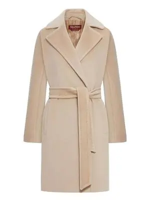 MAX MARA STUDIO Belted Wool Coat - Beige