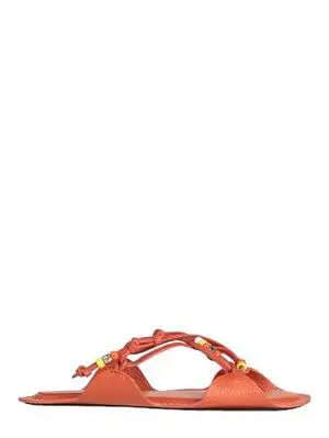 MARNI X NO VACANCY INN Leather Beaded Sandals - Tomato Red