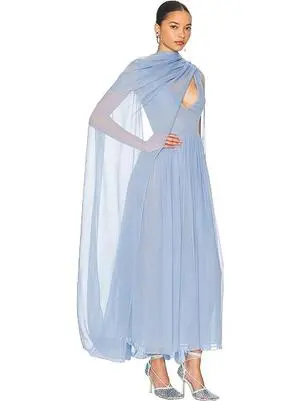 HELSA The Sabine Dress In Silk Chiffon - Hydrangea Blue